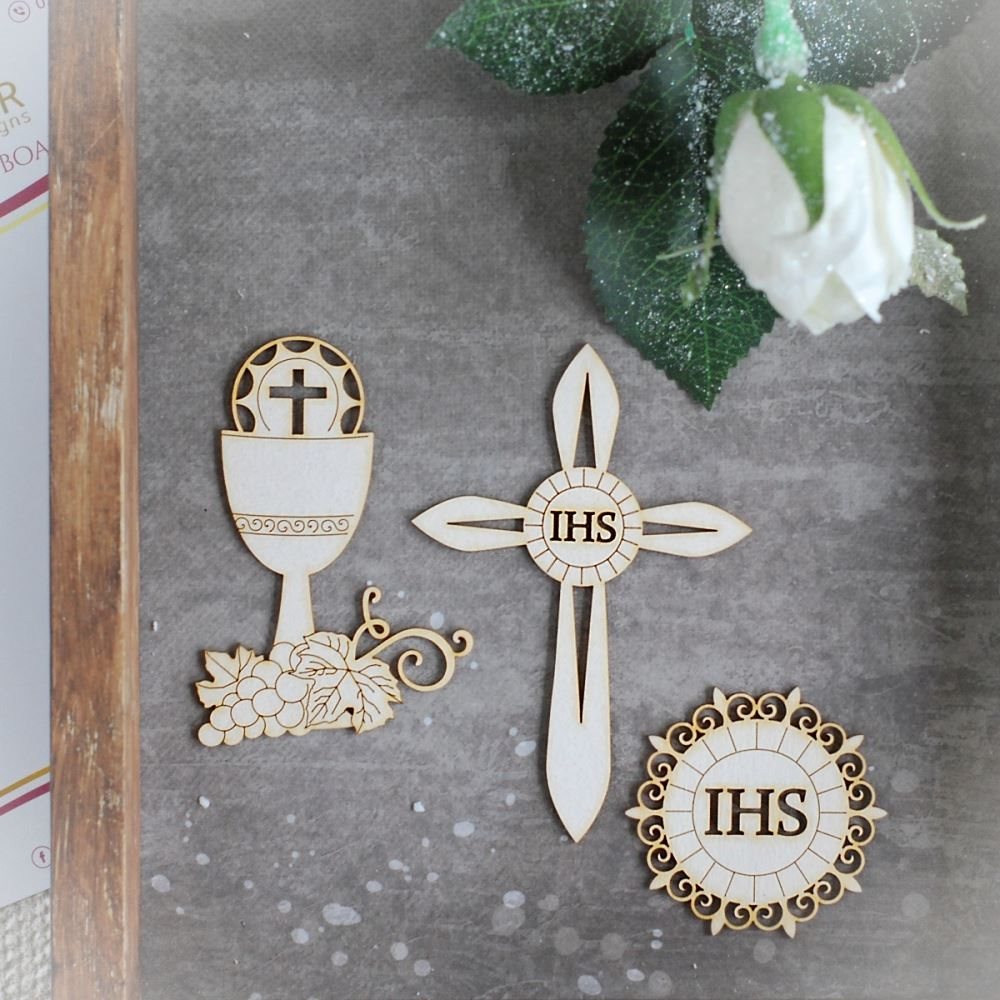 First Holy Communion set 02 – Decorative laser cut chipboards – Bloomar ...