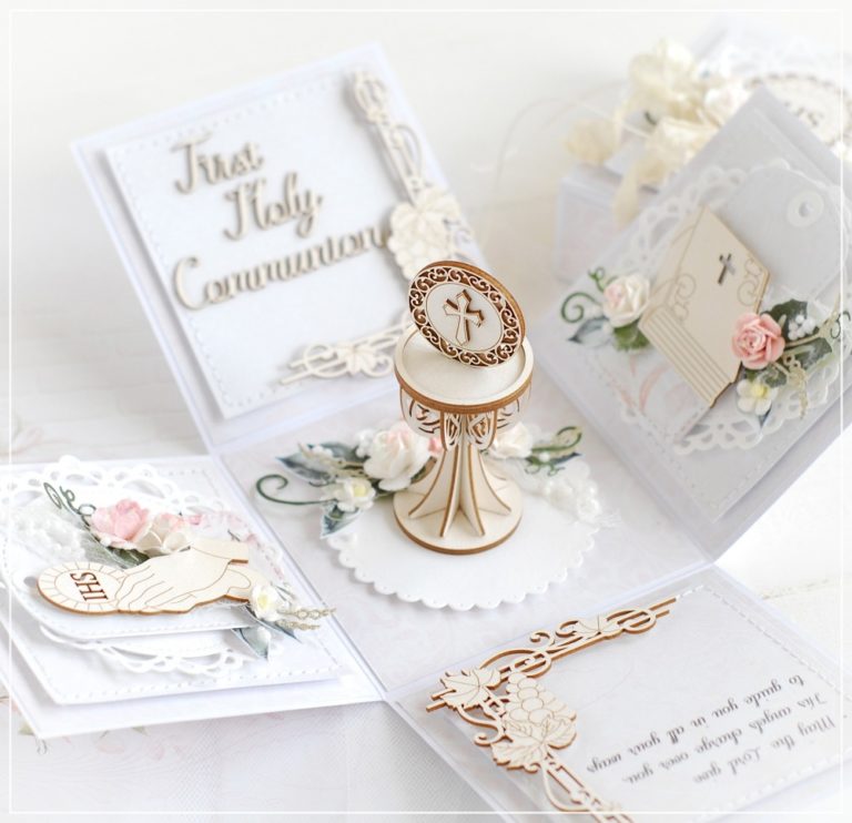First Holy Communion exploding box card – Bloomar Design